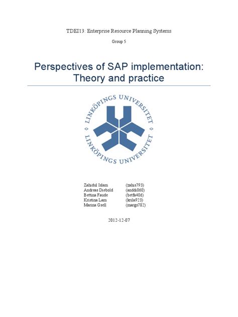 Perspectives Of Sap Implementation Theory And Practice Tdei13 Enterprise Resource Planning