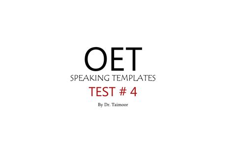 Oet Speaking Template Test 4