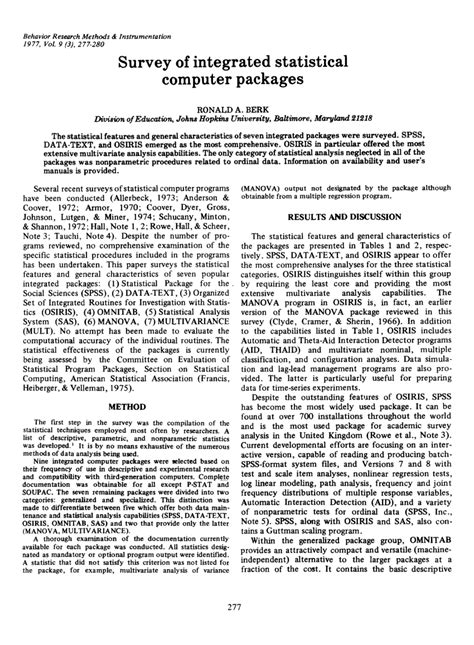 Pdf Survey Of Integrated Statistical Computer Packages