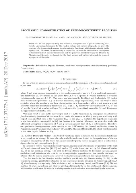Pdf Stochastic Homogenisation Of Free Discontinuity Problems