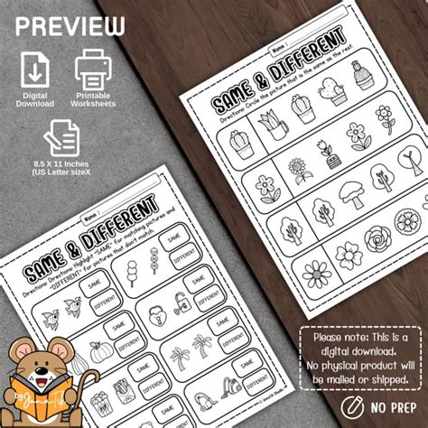 Same And Different Worksheets Sort And Classify For Pre K And Kindergarten Math