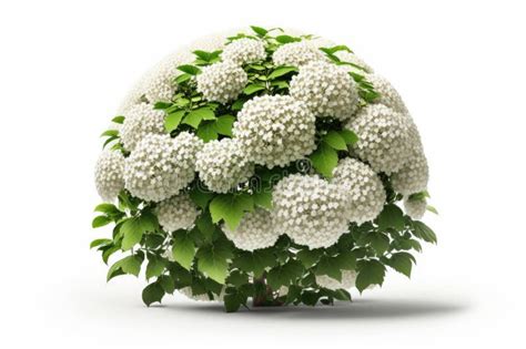 Snowball Bush Bush On White Background Generative Ai Stock
