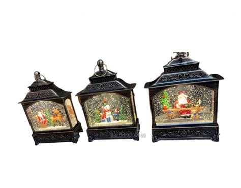 Светещ музикален фенер с Дядо Коледа и вихър от блясък 21 см Аксесоари София Височина