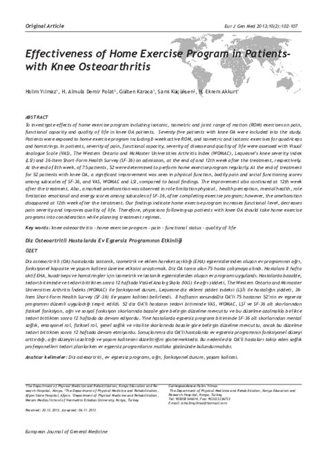 Pdf Effectiveness Of Home Exercise Program In Patientswith Knee Osteoarthritis