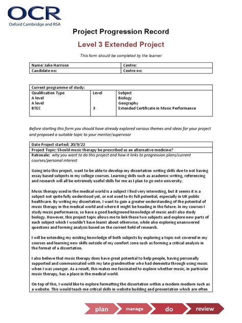 Project Progression Record Pdf Thesis Cognition