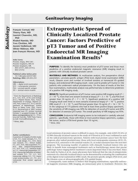 Pdf Extraprostatic Spread Of Clinically Localized Prostate Cancer