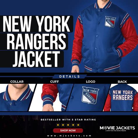 New York Rangers Jacket Mens Starter Full Snap Varsity Jacket