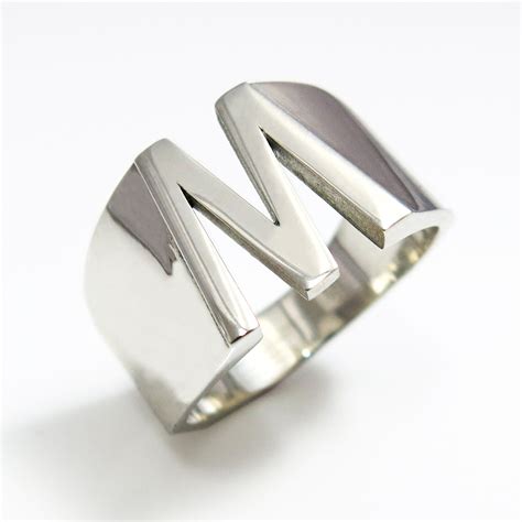 Gold Initial Ring Chunky Initial Ring Letter Ring Alphabet Etsy