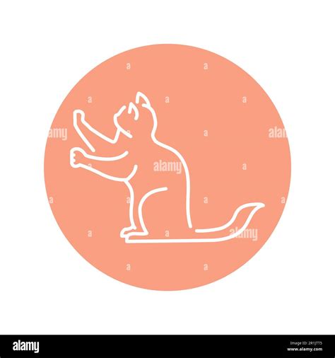 Sitting Cat Sharpens Its Claws Color Line Icon Pictogram For Web Page Mobile App Promo Stock