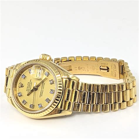 Ladies Rolex 18k Presidential Bracelet Watch Solid Gold Diamond Dial
