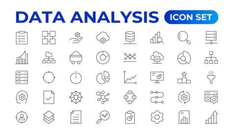 Data Analytics Icon Set Big Data Analysis Technology Symbol