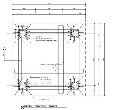 Tower Foundation Details In Autocad 2d Drawing Cad File Dwg File Cadbull