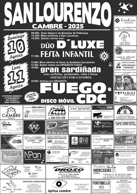 Fiestas De San Lourenzo 2025 En Cambre Programa Cartel Y Agenda Completa