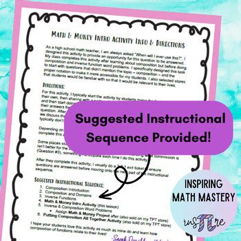 Composition Of Functions Word Problems Introduction Activity TPT