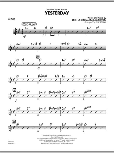 Yesterday Guitar By Rick Stitzel Sheet Music For Jazz Ensemble At