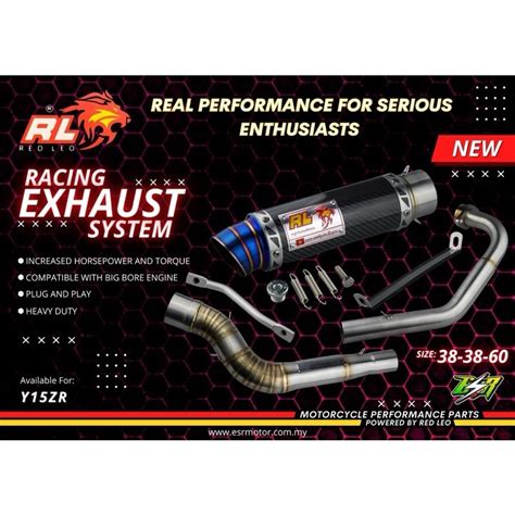 Redleo Red Leo Racing Open Exhaust Exzos Y15zr Y15z Y15 38 38 60 Size Black Rl Ekzos Shopee