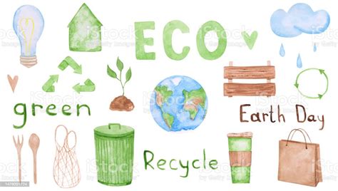 Set Of 20 Recycle Objects Isolated On A White Watercolor Garbage Bin Paper Bag Wooden Box Plant Set Of 20 Recycle Objects Isolated On A White Watercolor Garbage Bin Paper Bag Wooden Box Plant