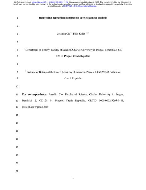 Pdf Inbreeding Depression In Polyploid Species A Meta Analysis