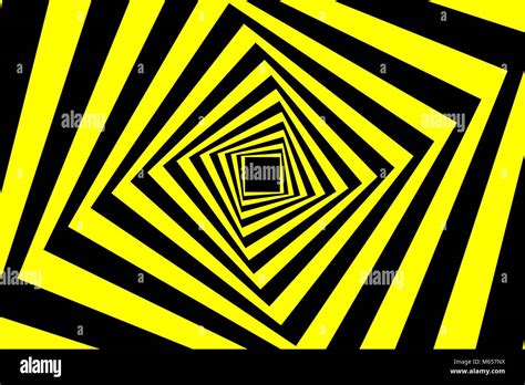 Rotating Concentric Squares Square Optical Illusion Pattern Black And Yellow Geometric
