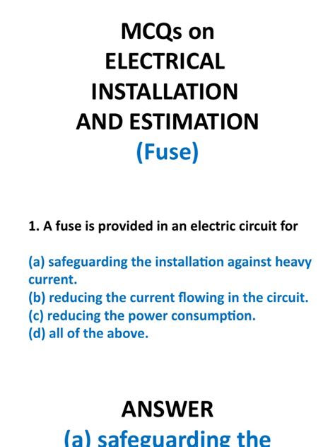 Mcq Electrical Installation And Estimation Pdf
