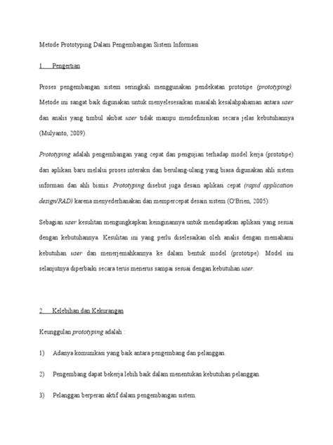 Metode Prototyping Dalam Pengembangan Sistem Informasi Pdf