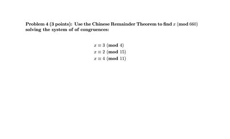 Solved Problem 4 3 Points Use The Chinese Remainder