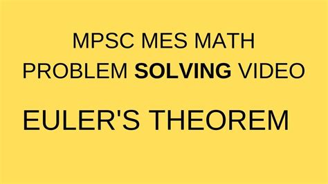 Problem Solving Eulers Theorem 07 Youtube