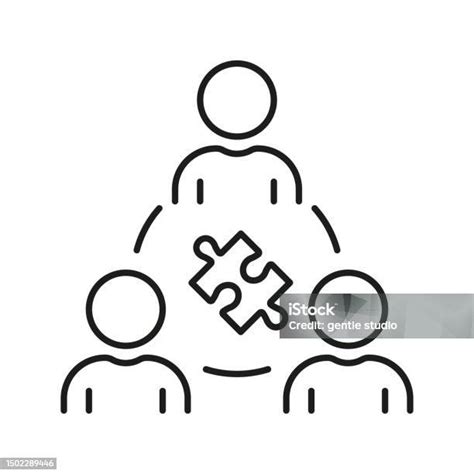 퍼즐 퍼즐 및 파트너십 성공 개요 기호 Unity 팀 빌딩 선형 픽토그램 비즈니스 커뮤니티 협업 및 팀워크 라인 아이콘입니다