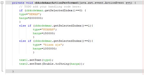 Penggunaan Combo Box Pada Java Netbeans
