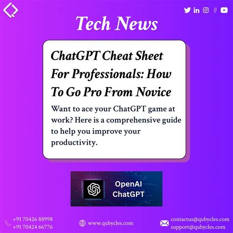chatgpt cheat sheet for professionals qubycles posted on the topic linkedin