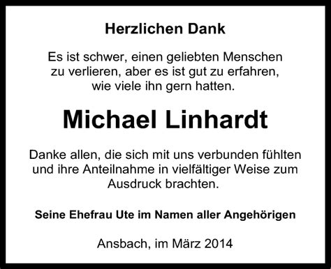 Traueranzeigen Von Michael Linhardt Trauer Nn De