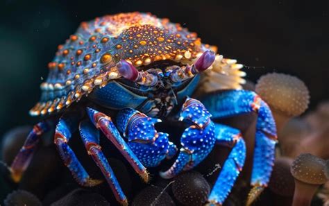 Electric Blue Hermit Crab Illustration Premium Ai Generated Image