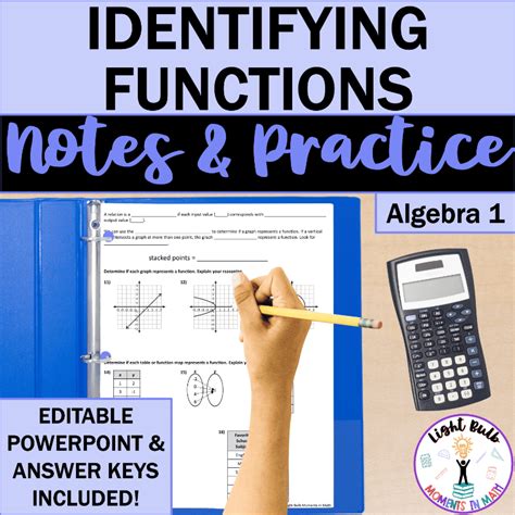 Identifying Functions Guided Notes And Worksheet Editable Light Bulb Moments In Math