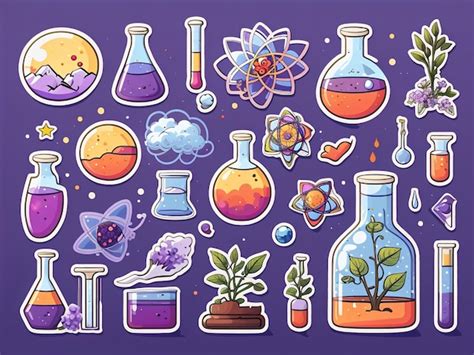 Premium Ai Image Science Sticker Set Elements And Objects Related To Scientific Exploration
