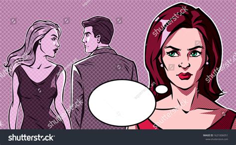 Man Looking Another Pop Art Retro Over 2 Royalty Free Licensable Stock