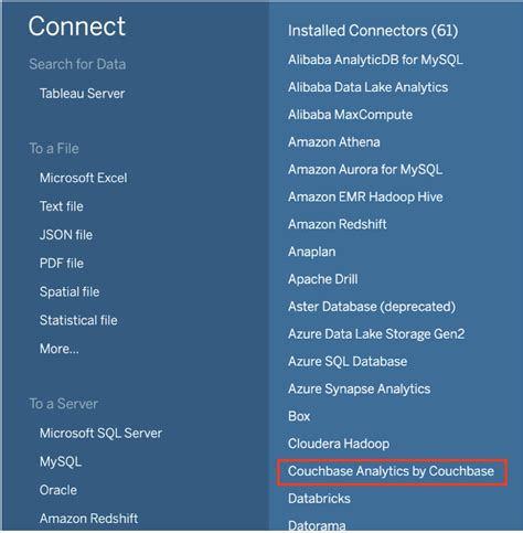install the couchbase analytics connector on tableau desktop