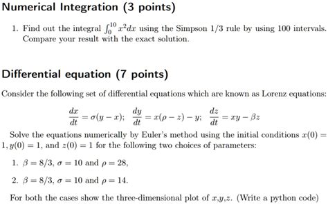 Solved Numerical Integration 3 Points Find Out The Integral âˆ«â‚€Â¹â‚€ RÂ²dx Using The