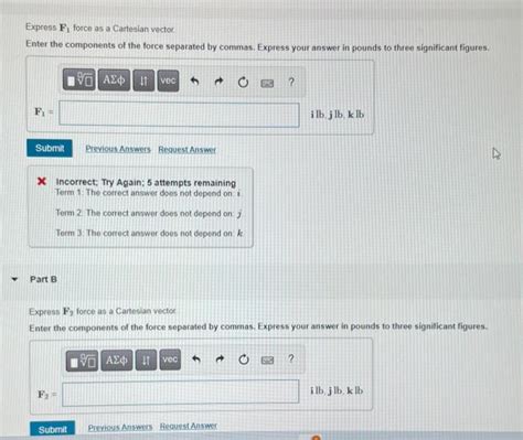 Solved Express F1 Force As A Cartesian Vector Enter The Chegg Com