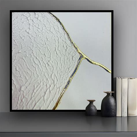 White Minimalist Plaster Art Kintsugi Kintsugi Wall Art Kintsugi