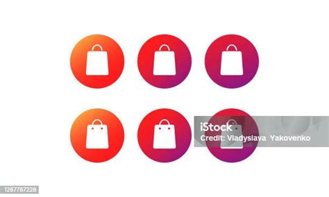 쇼핑백 아이콘 세트 응용 프로그램 웹 응용 프로그램에 대한 소셜 미디어 개념의 버튼 에코 페이퍼 백 핸드백 아이콘 벡터 그림입니다 Eps10 Brand Name Online