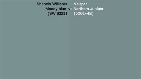 Sherwin Williams Moody Blue Sw 6221 Vs Valspar Northern Juniper 5001 4b Side By Side Comparison