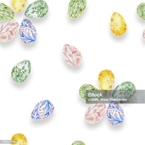 흰색 배경에 밝은 부활절 달걀 가지와 꽃과 수채화 손 그린 원활한 패턴 포장 지 직물 직물 축 하 배경에 대 한 끝없는 질감 교회에 대한 스톡 벡터 아트 및 기타 이미지