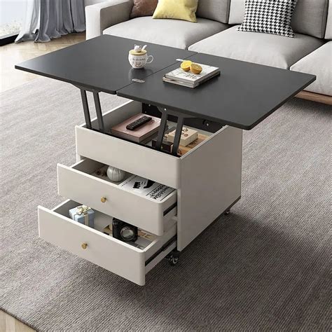 Multifunction Modern Liftable And Expandable Coffee Table With Storage