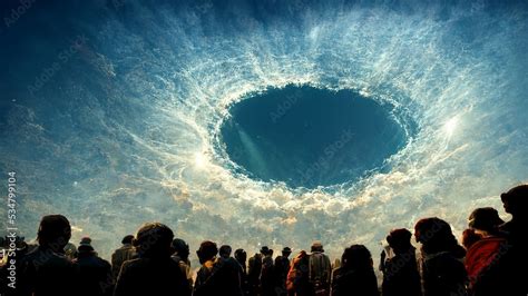 People Looking At A Portal In The Sky Space Portal Spiral Of Energy