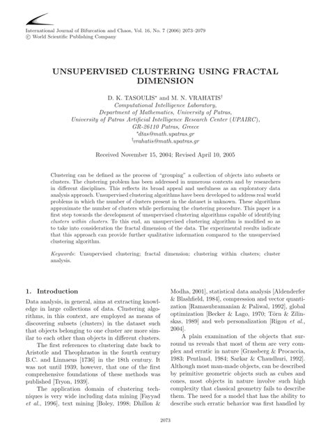 Pdf Unsupervised Clustering Using Fractal Dimension