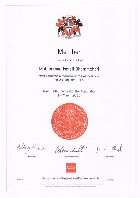 Acca Membership Certificate Pdf