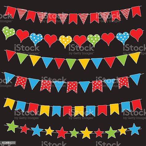 Colorful Bunting Flags And Garlands Vector Stock Illustration