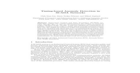 timing based anomaly detection in scada networks timing based anomaly detection in scada