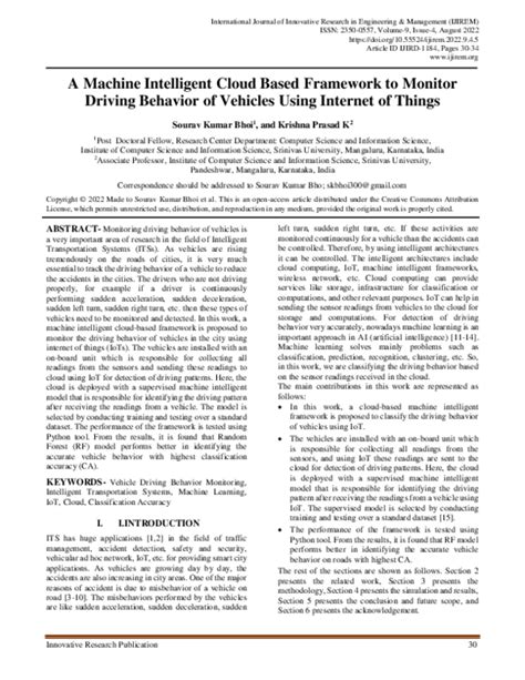 Pdf A Machine Intelligent Cloud Based Framework To Monitor Driving