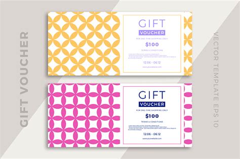 트렌디 한 창조적 인 선물 카드 모형 예술적 기하학적 패턴의 현대 할인 쿠폰 또는 인증서 템플릿 샘플 텍스트가있는 깨끗하고 간단한 벡터 편집 가능한 배경 Eps10 고급에